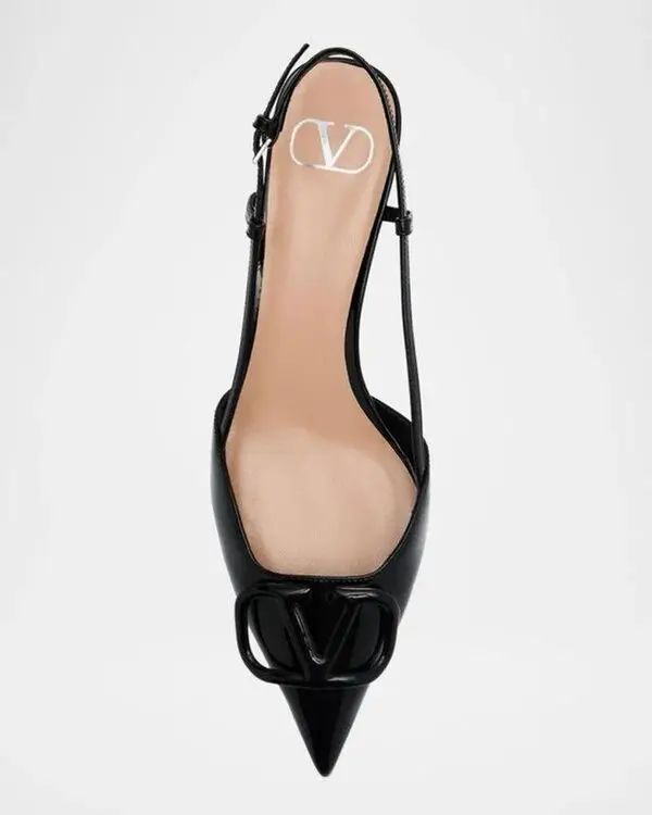 Valentino Garavani Vlogo Patent Kitten Slingback Pumps - Nero