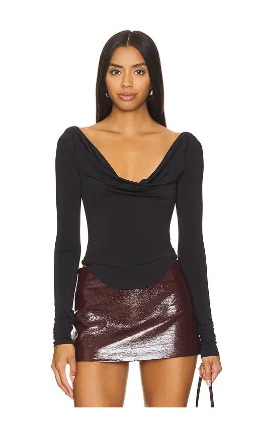 LOVERS AND FRIENDS Xander Top Draped Jersey Long Sleeve - Black