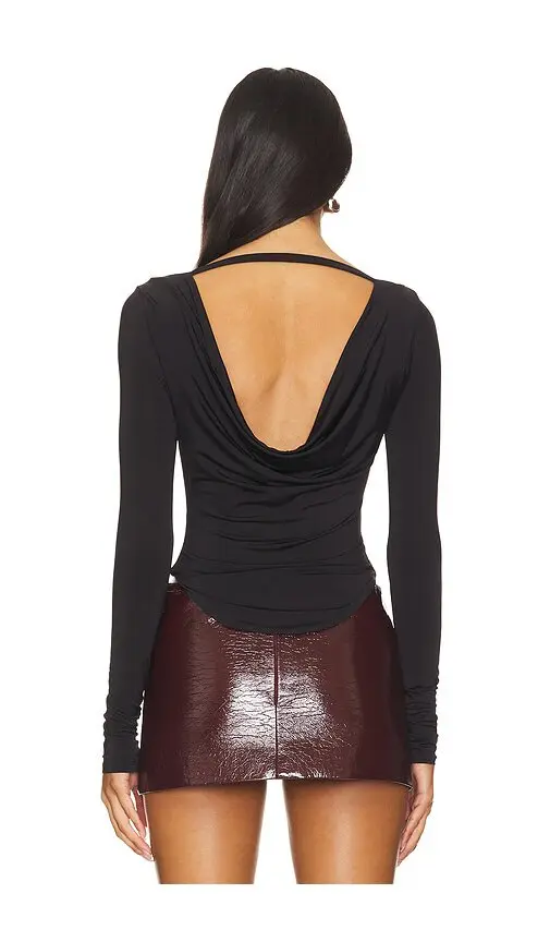 LOVERS AND FRIENDS Xander Top Draped Jersey Long Sleeve - Black