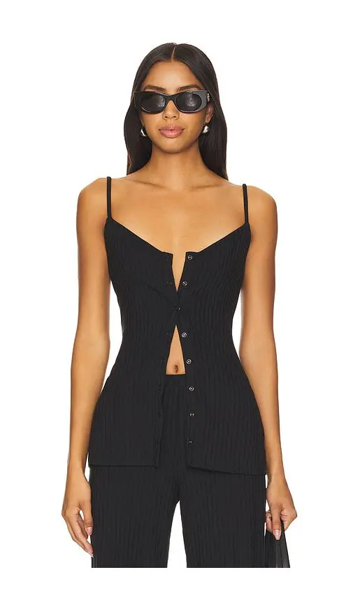 LOVERS AND FRIENDS Kinsley Ribbed Slinky Jersey Top - Black