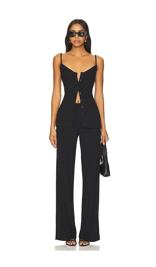 LOVERS AND FRIENDS Kinsley Ribbed Slinky Jersey Top - Black