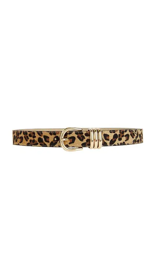 PETIT MOMENTS Polished Faux Fur Belt - Leopard & Gold