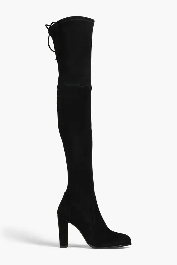 STUART WEITZMAN Suede Thigh Boots - Black