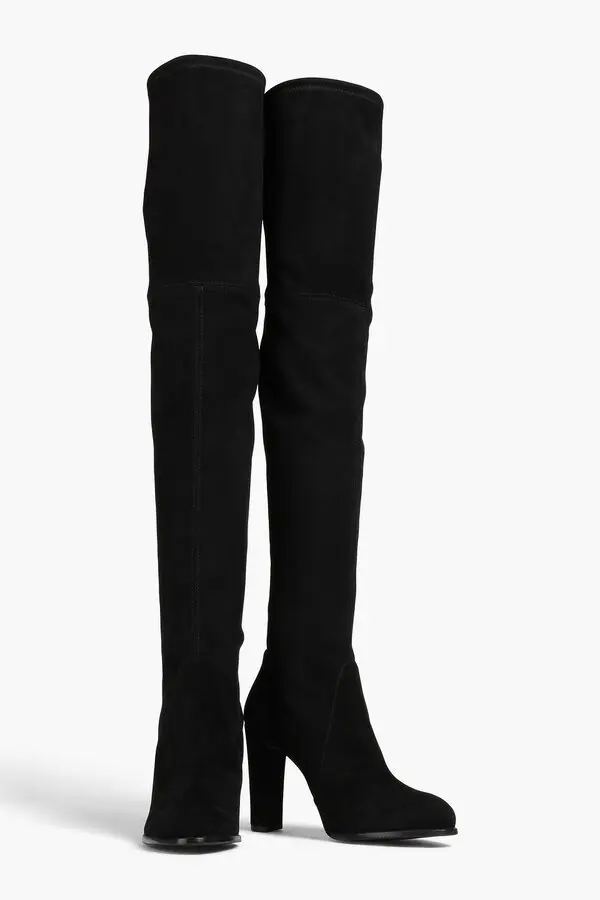 STUART WEITZMAN Suede Thigh Boots - Black