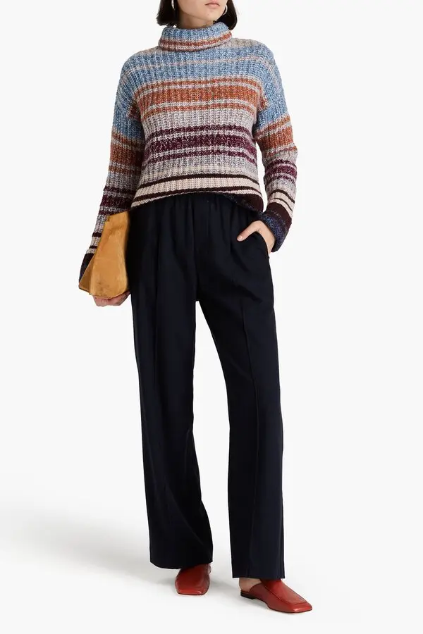 Autumn Cashmere Striped Cashmere Turtleneck Sweater