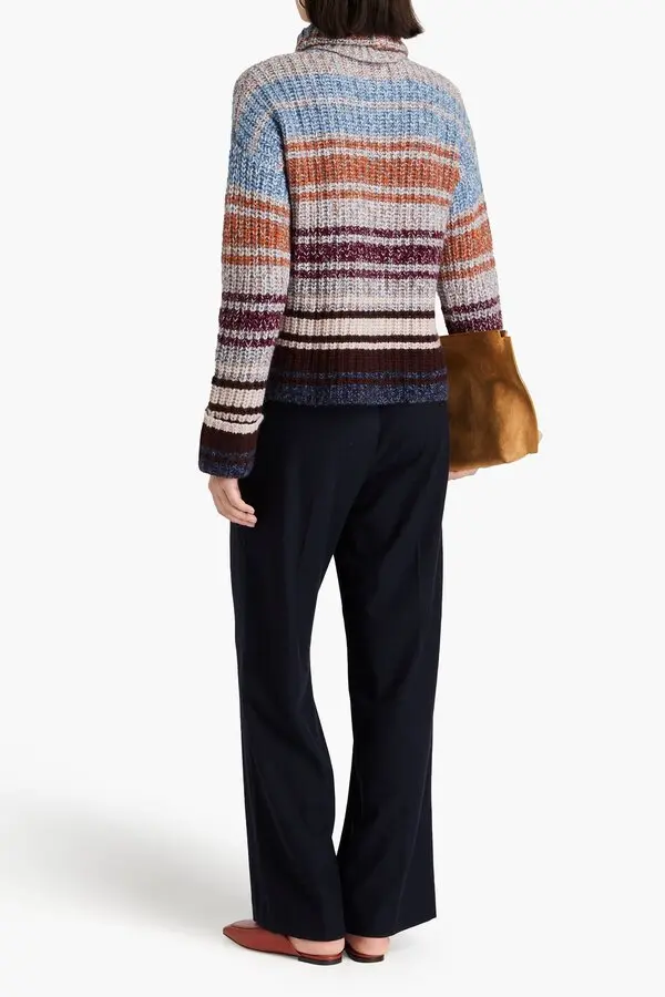 Autumn Cashmere Striped Cashmere Turtleneck Sweater