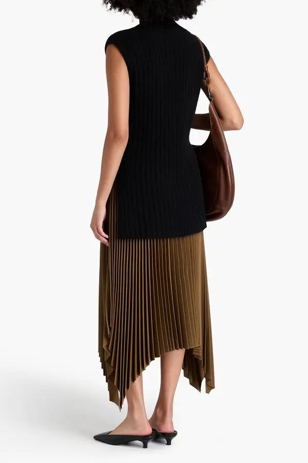 Autumn Cashmere Cable-knit Turtleneck Vest - Black