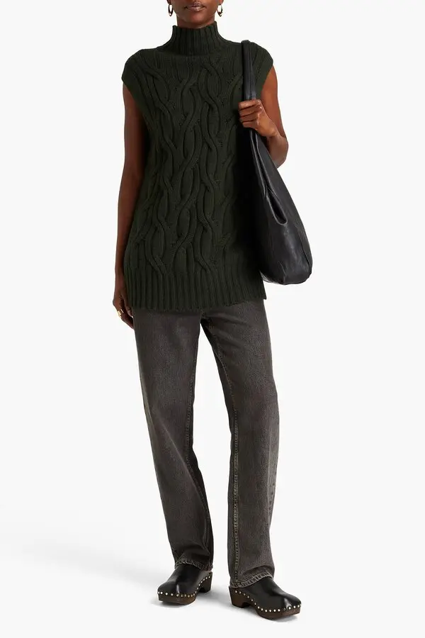 Autumn Cashmere Cable-knit Turtleneck Vest