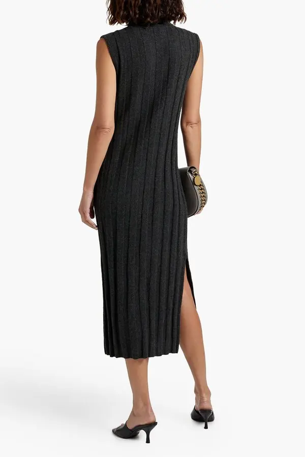 Autumn Cashmere Ribbed Cashmere Turtleneck Midi Dress