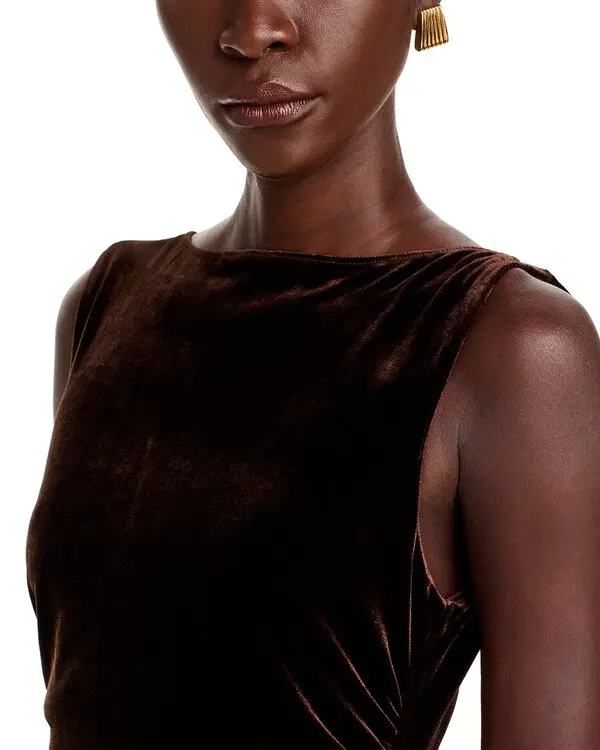 Wayf Davin Velvet Maxi Dress In Espresso - 36% Off | Editorialist