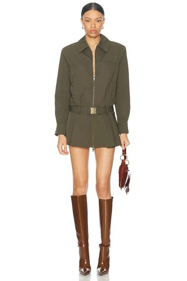 Seroya Sanders Twill Dress In Hunter Green - 54% Off | Editorialist