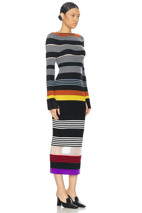zankov knit dress Zankov Leigh Ribbed Knit Midi Dress In Black Multi - 70% Off