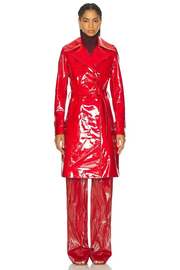 PRISCAVERA Patent Leather Trench Coat