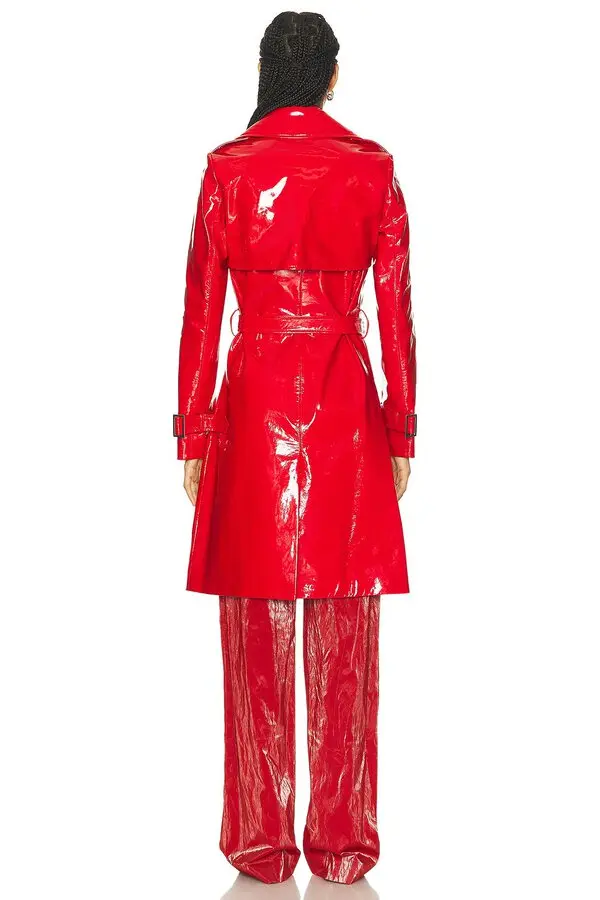 PRISCAVERA Patent Leather Trench Coat