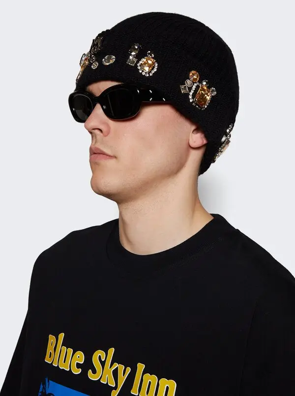 Amiri Chunky Crystal Beanie - Black | Editorialist display picture 2