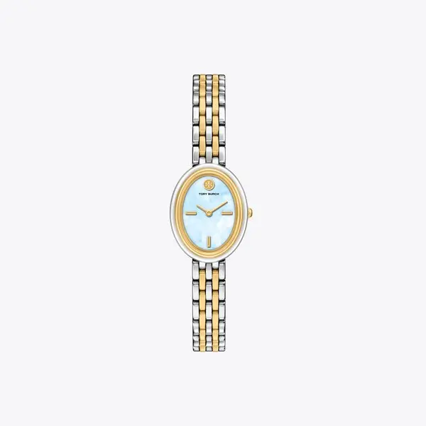 Tory Burch Oval Watch - Light Blue Mop/gold/two-tone