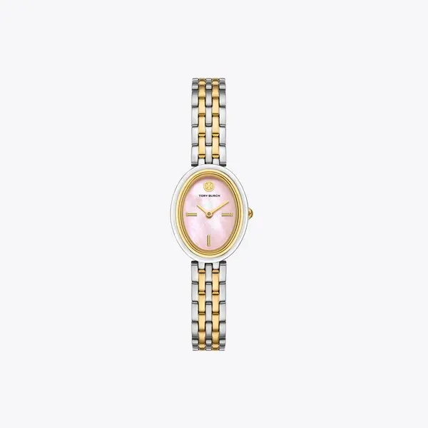 Tory Burch Oval Watch - Light Pink Tinted Mop/two-tone
