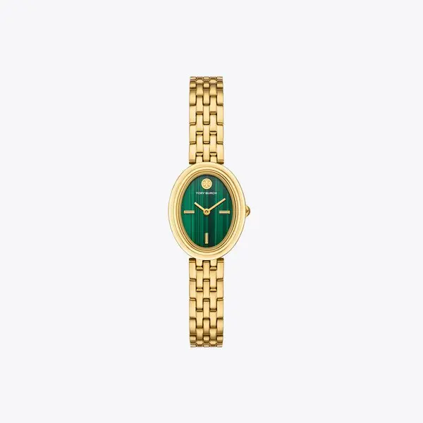 Tory Burch Oval Watch - Malachite/Gold | Editorialist