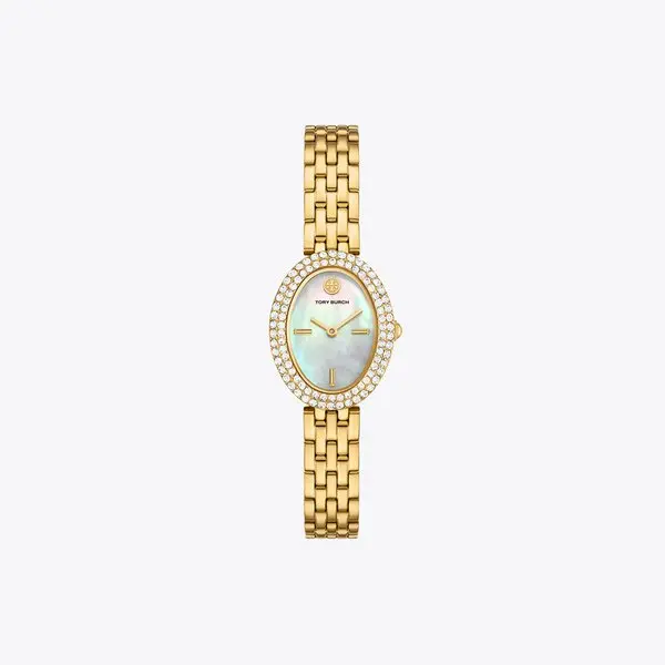 Tory Burch Oval Watch - Mop/stones/gold