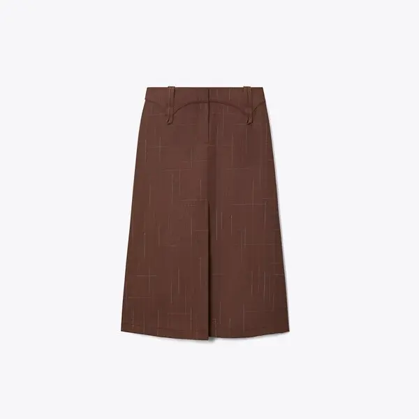 Tory Burch Wool Colorblock Skirt - Chocolate