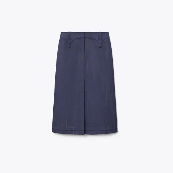 Tory Burch Wool Colorblock Skirt - Steel