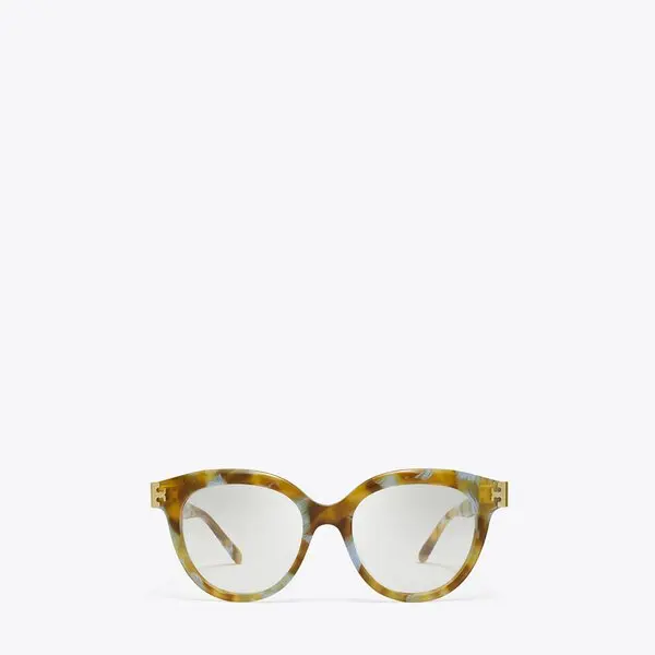 Tory Burch Eleanor Round Eyeglasses - Blue Honey Tortoise
