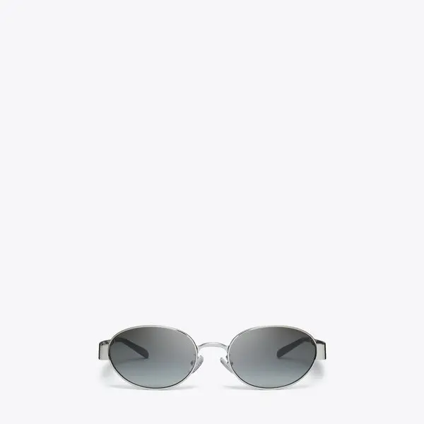 Tory Burch Miller Metal Oval Sunglasses - Silver/grey Gradient