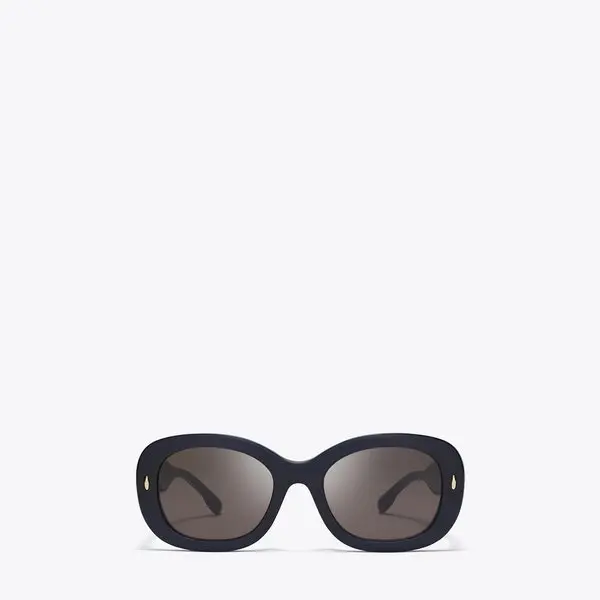 Tory Burch Miller Oval Sunglasses - Navy/solid Brown
