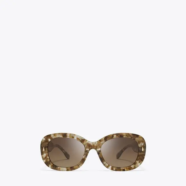 Tory Burch Miller Oval Sunglasses - Transparent Tort/polar Brown Gradient