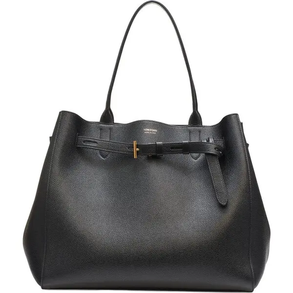 TOM FORD Large Audrey Grained Leather Tote - 1n001 Black