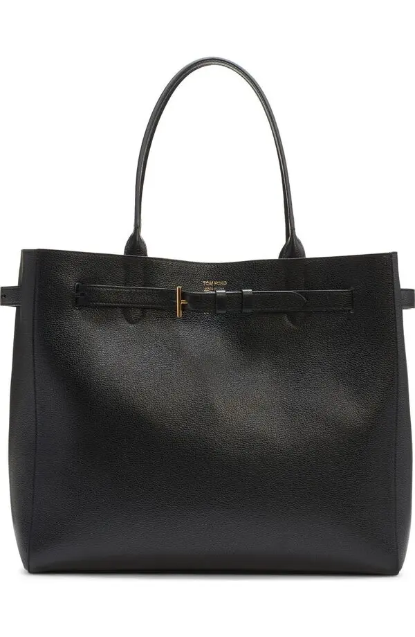 TOM FORD Large Audrey Grained Leather Tote - 1n001 Black