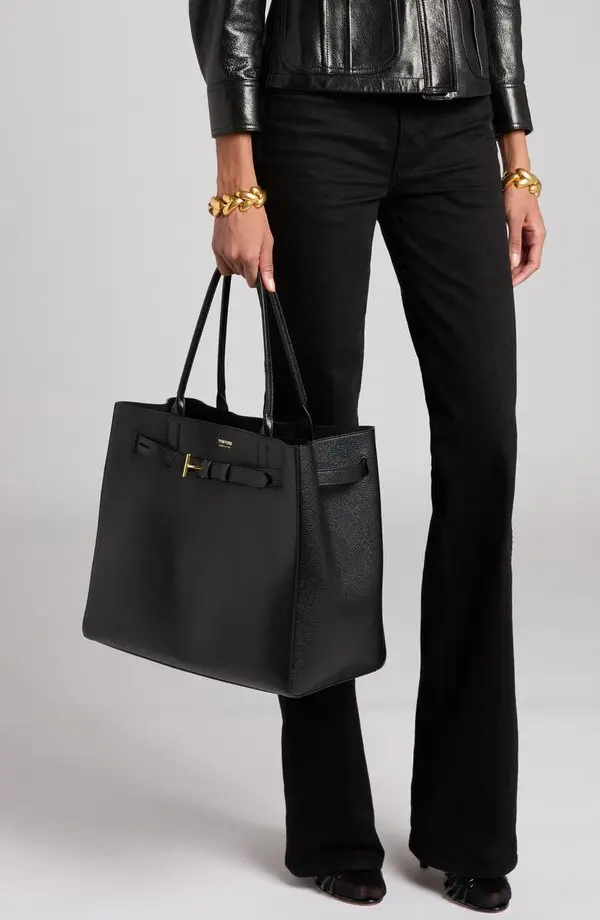 TOM FORD Large Audrey Grained Leather Tote - 1n001 Black