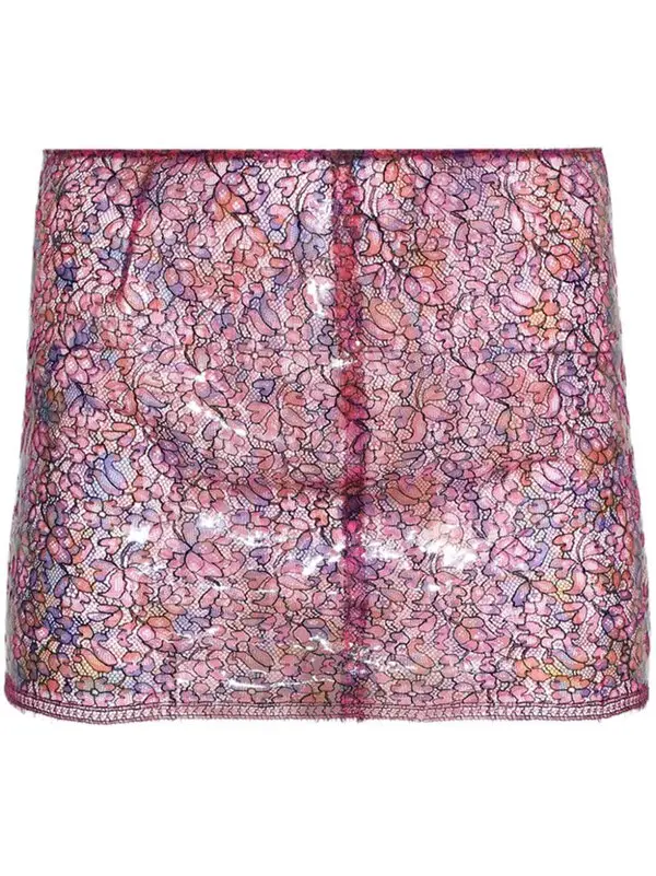 Christopher Esber Hand-painted Lace Mini Skirt