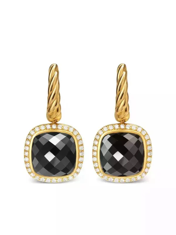 David Yurman 18kt Yellow Albion Onyx And Diamond Drop Earrings - Gold