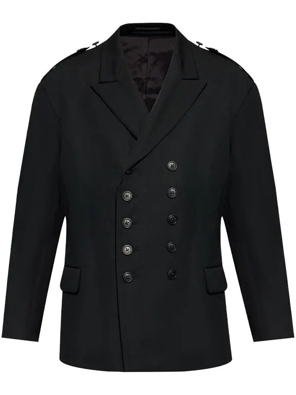 Yohji Yamamoto Wool Double-breasted Blazer - Black