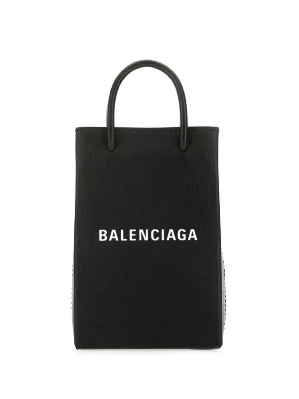 Balenciaga Logo-print Leather Phone Case - Black