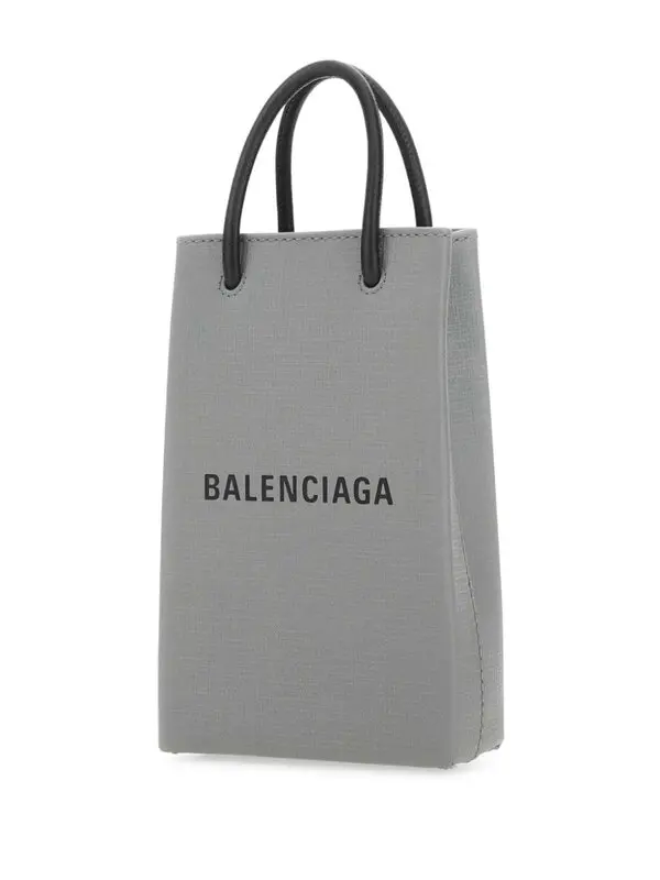 Balenciaga Logo-print Leather Phone Case - Grey