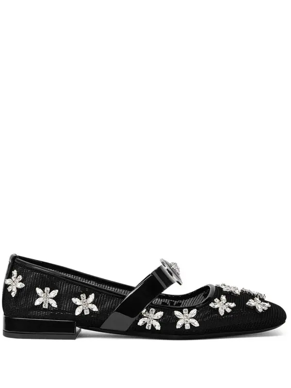 Versace Ribbon Crystal-embellished Ballerinas