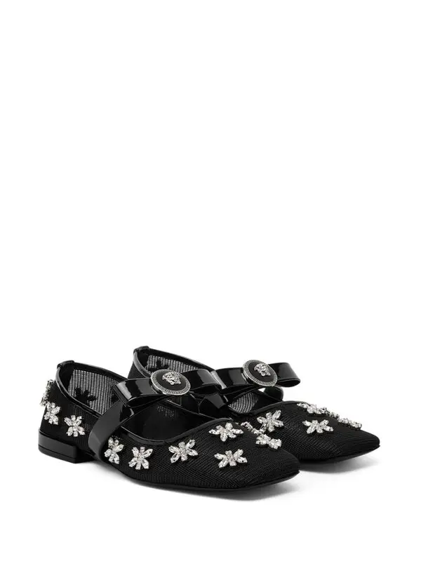 Versace Ribbon Crystal-embellished Ballerinas