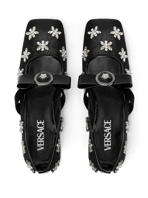 Versace Ribbon Crystal-embellished Ballerinas