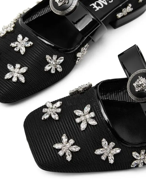 Versace Ribbon Crystal-embellished Ballerinas