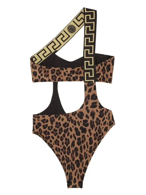 Versace Greca-trim Leopard Print Swimsuit