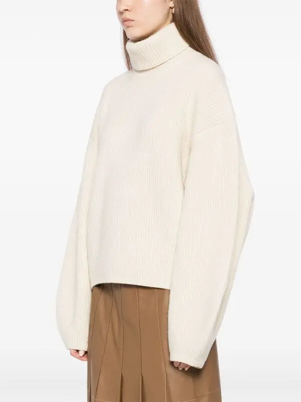 TOTEME Ribbed Turtleneck Top - Neutrals