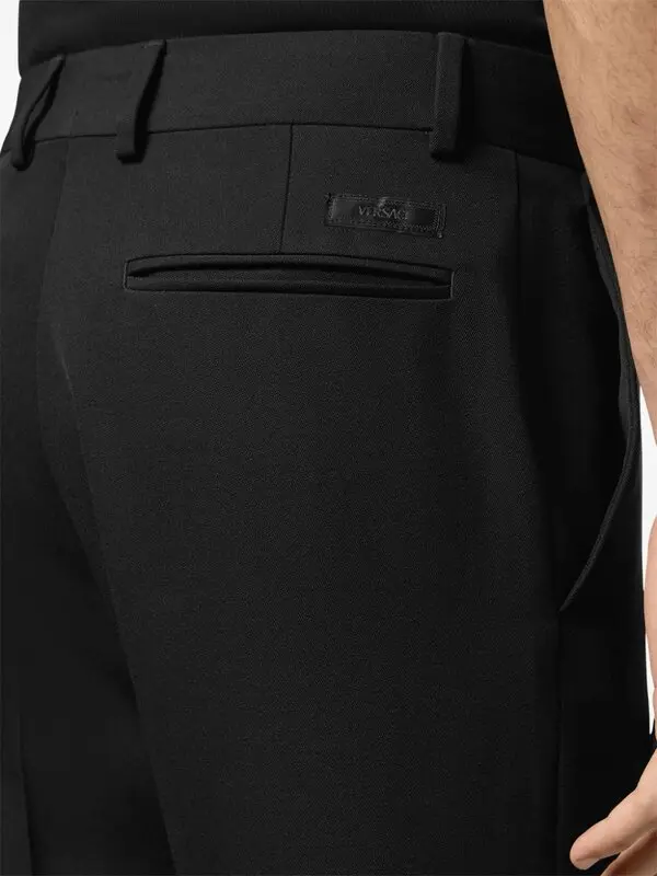 Versace Wool Tailored Trousers - Black