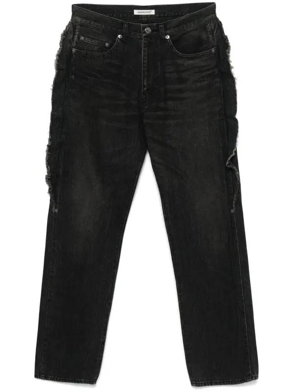 Undercover Frayed Detail Straight Leg Jeans