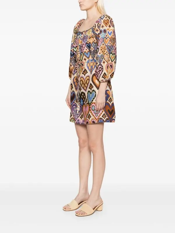 Farm Rio Heart Print Linen Dress