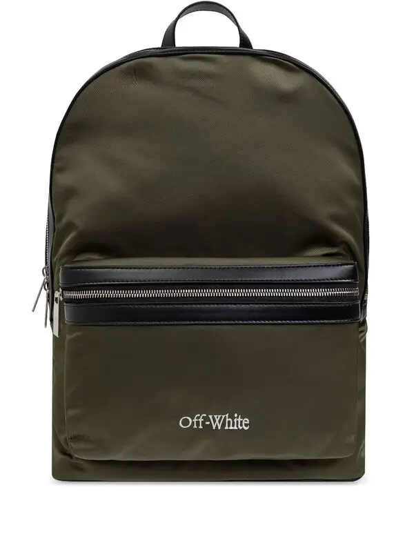 Off-White Logo-embroidered Backpack - Green