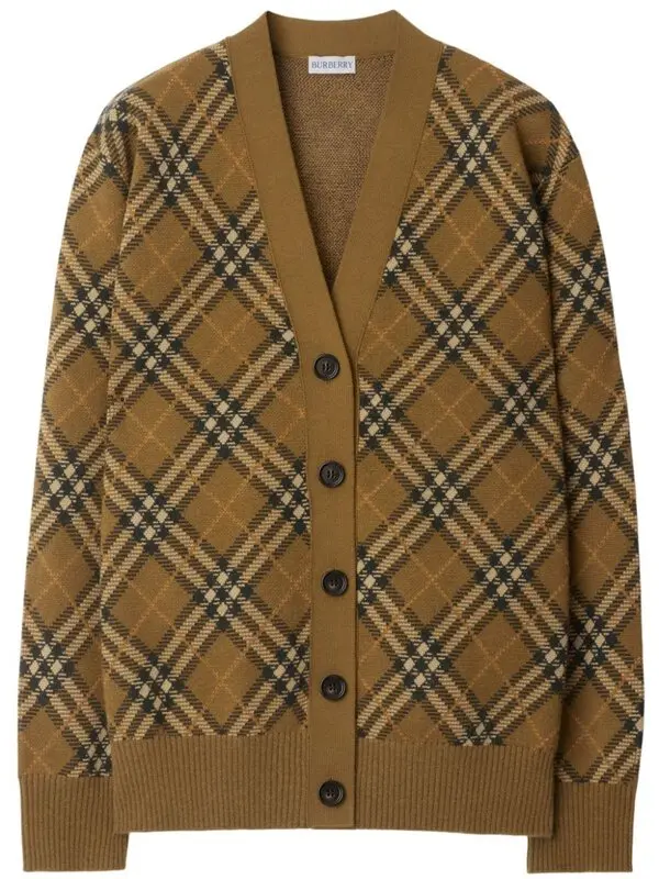 Burberry Check Wool-mohair Cardigan - Brown