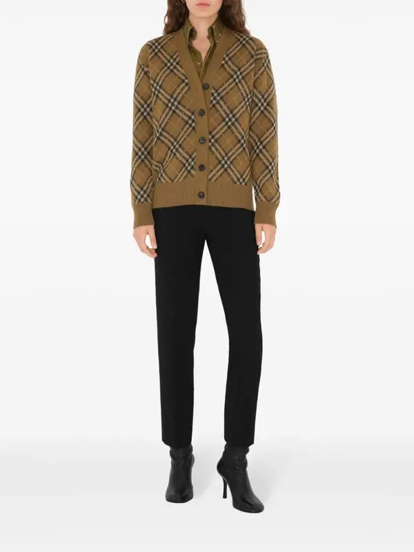 Burberry Check Wool-mohair Cardigan - Brown