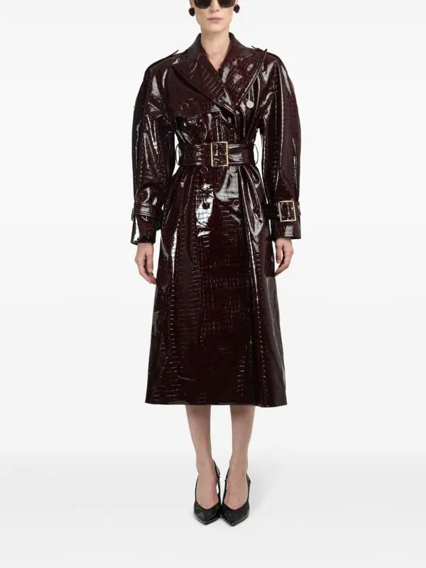 ROWEN ROSE Vinyl-effect Trench Coat